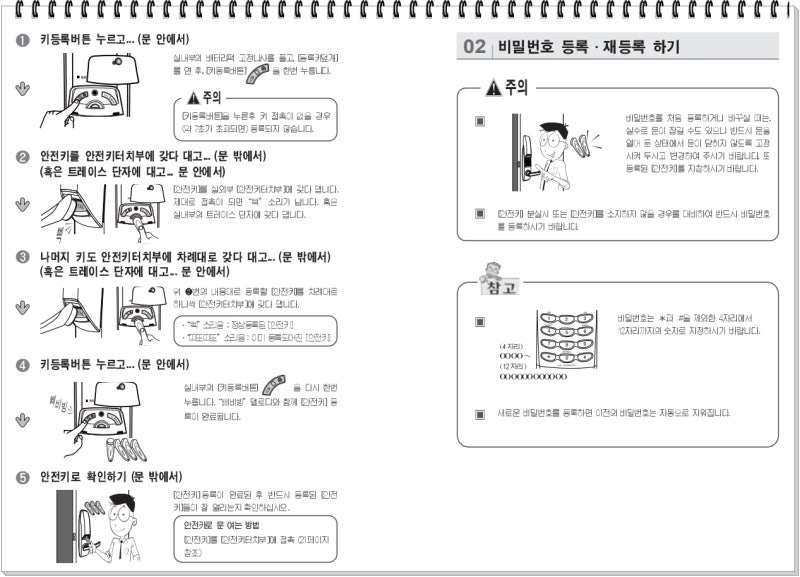 아이레보도어락 게이트맨 G5 아파트 현관문 도어락 사용설명서 비밀번호 카드키 잠금 음량 소리 에티켓 건전지 방전 설정 해제 방법