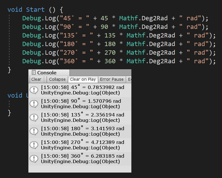 [유니티] 삼각함수 -4 : Mathf.Rad2Deg, Mathf.Deg2Rad, Mathf.Atan2 : 네이버 블로그