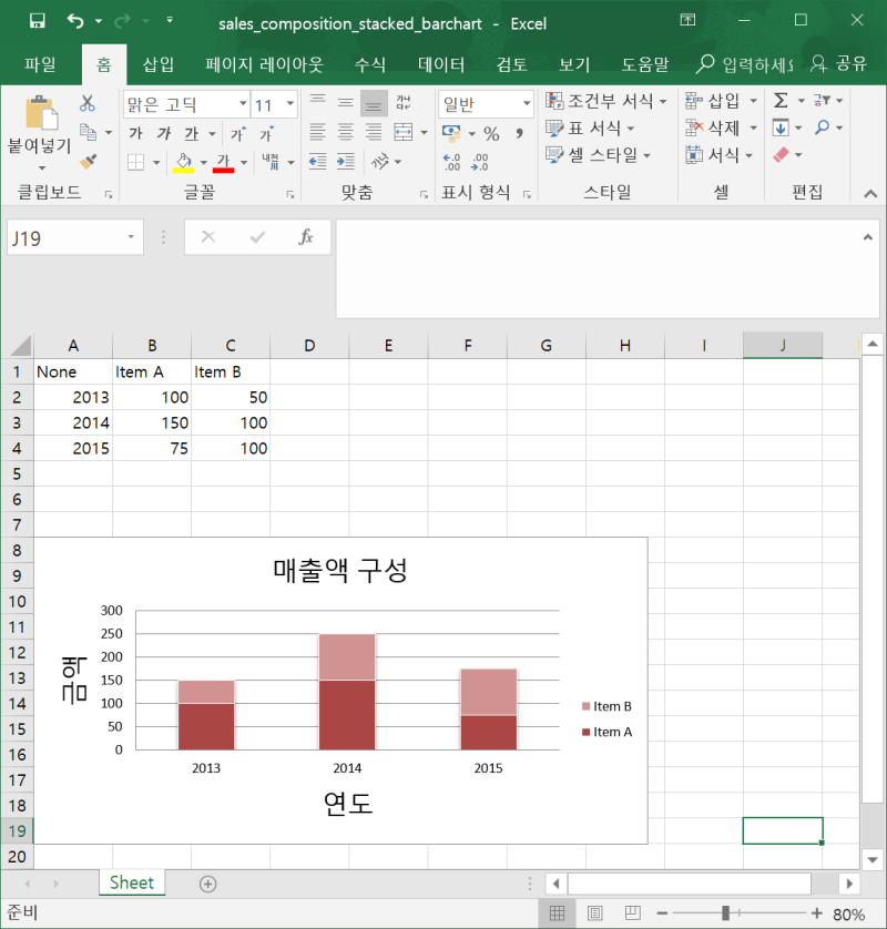 [파이썬/엑셀(OpenPyXl)] 파이썬 데이터를 활용하여 엑셀 누적 막대그래프(Stacked Bar Chart) 그리기 ...