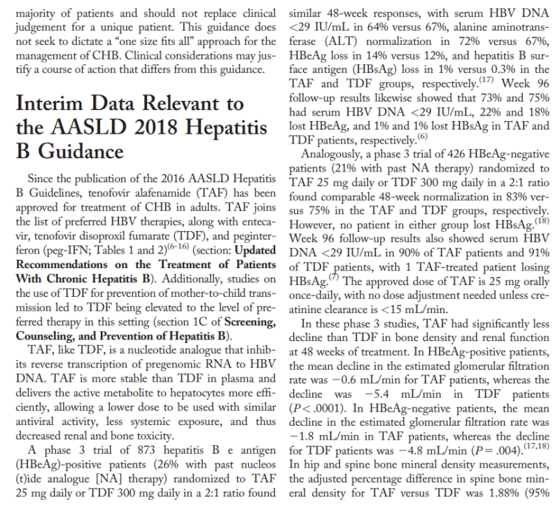 Tenofovir alafenamide(TAF), AASLD 2018 hepatitis B guidane : 네이버 블로그