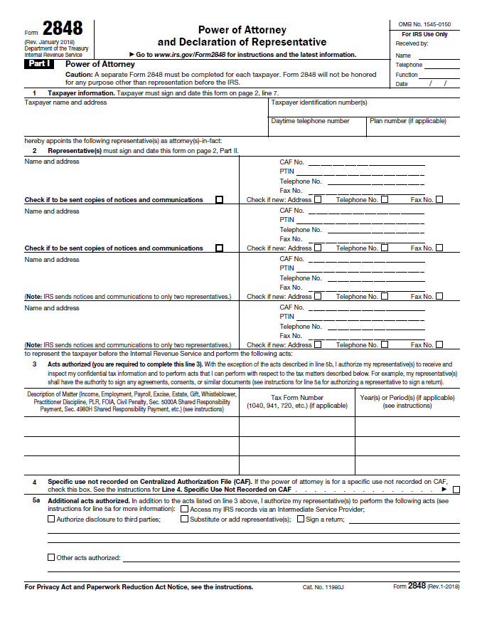 Form 2848 - POA(IRS 위임장 서식) : 네이버 블로그
