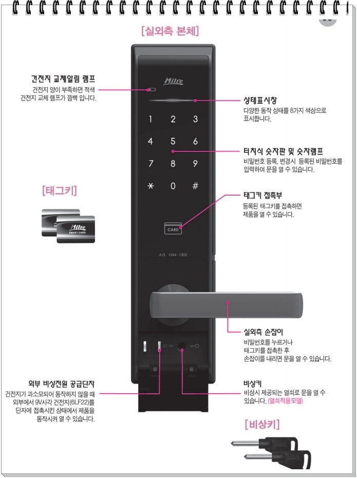 천안아산 밀레도어락 열쇠추천 밀레도어락설치 사용설명서 비밀번호 카드키 소리 무음 매너모드 자동수동이중잠금 방전 패닉릴리즈 허수