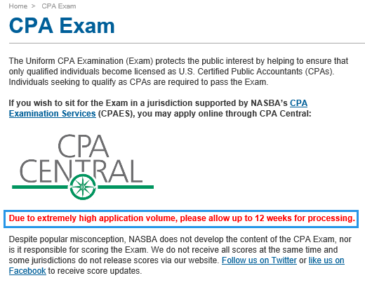 NASBA Application 지연 안내 : 네이버 블로그