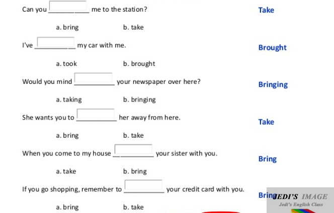 bring, take 용법 마스터해보자 : 네이버 블로그