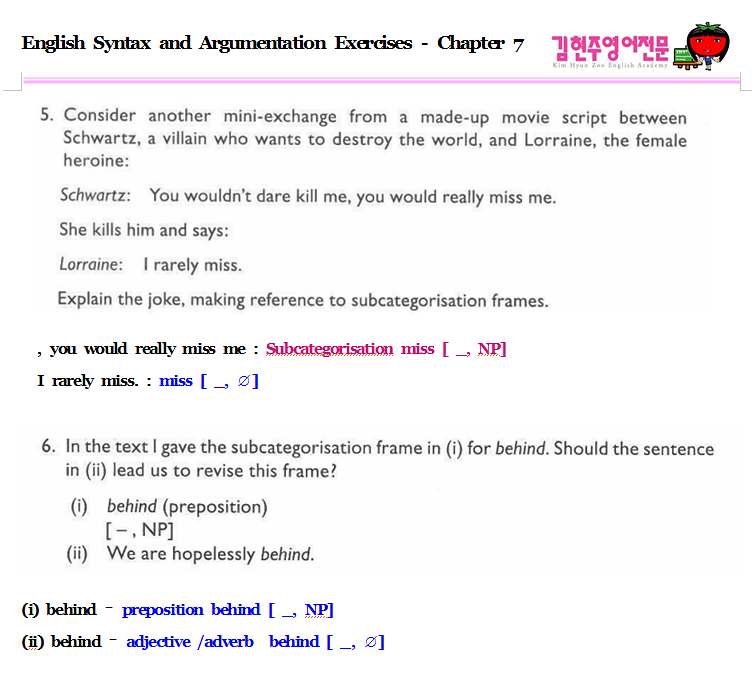 English Syntax and Argumentation Exercises - Chapter 7- 5,6,7,8 : 네이버 블로그
