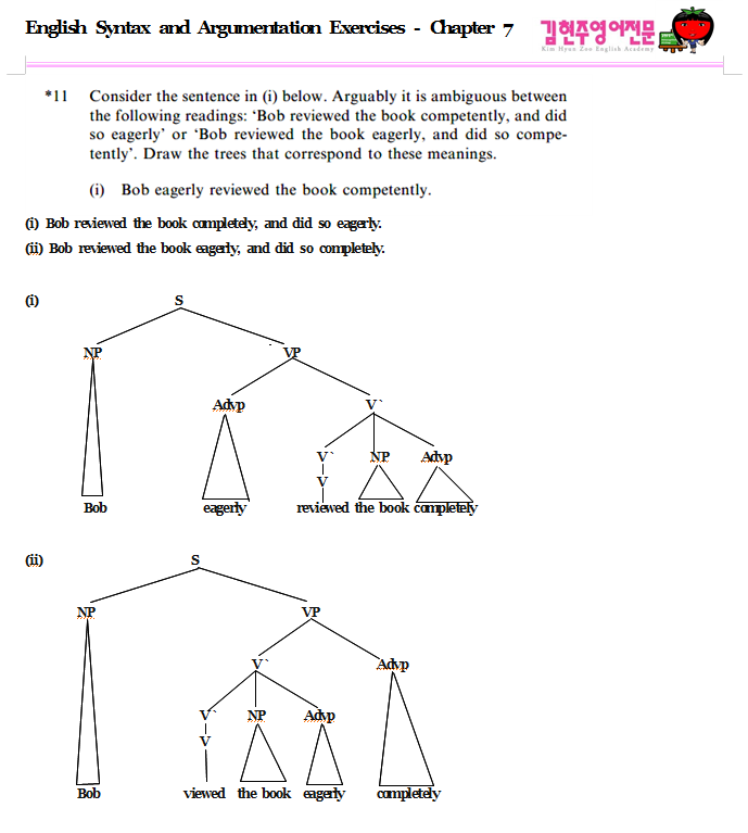 English Syntax and Argumentation Exercises - Chapter 7-9,11,12 : 네이버 블로그