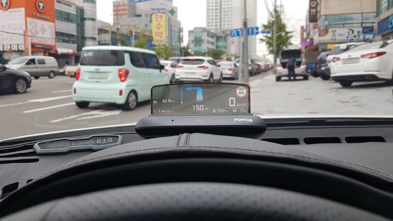 폰터스 HUD H1000 기아 K5에 장착하여 순정 네비게이션과 연동 후기^^ 대구 HUD : 네이버 블로그