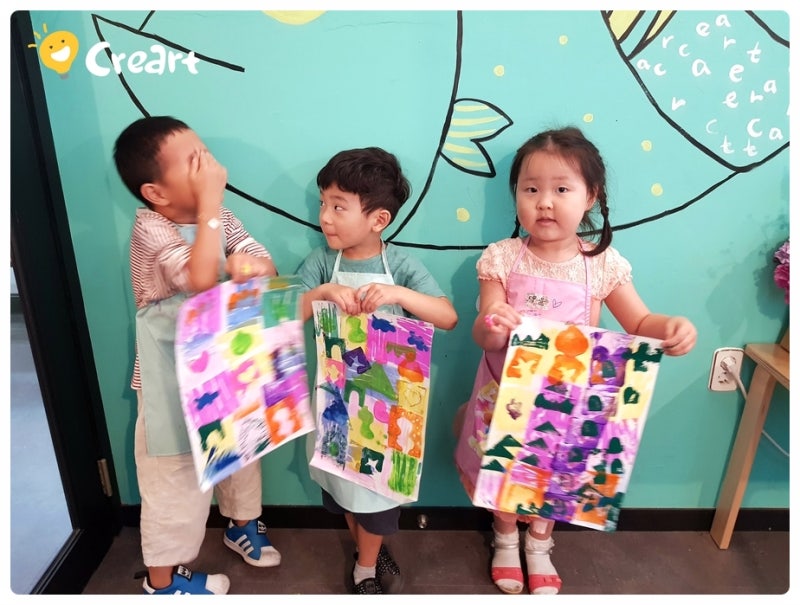 우드락 판화 블록 쌓기 성 밤비니 5세 수업 시흥시 정왕동 배곧 미술학원 창의미술 크리아트 네이버 블로그