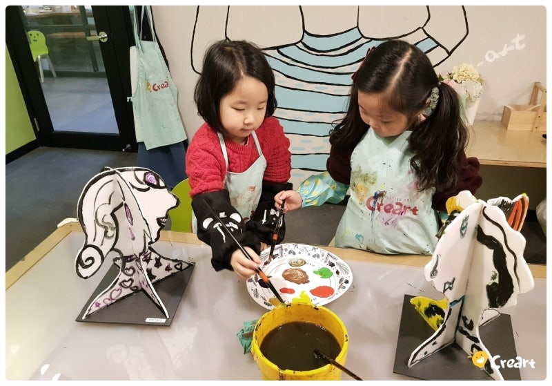 Klein 7세 수업 피카소 얼굴 입체조형 시흥시 정왕동 배곧 크리아트 미술학원 네이버 블로그
