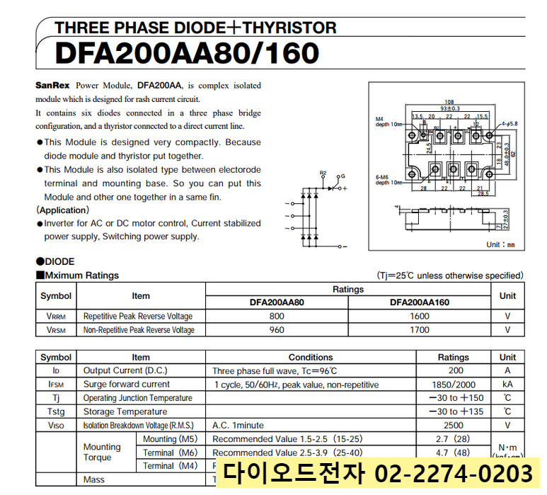 [판매중] DFA200AA160 / DFA200AA80 / DFA200AA120 / 일본 SANREX 정품 : 네이버 블로그