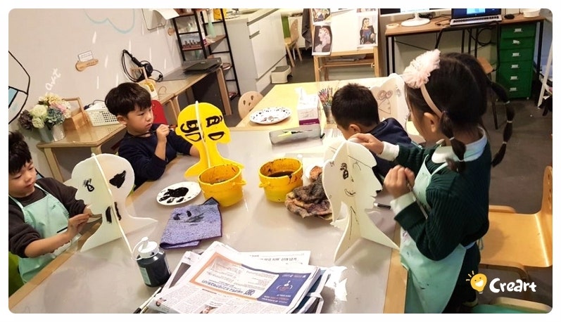 Klein 6세 수업 피카소 얼굴 입체조형 시흥시 정왕동 배곧 크리아트 미술학원 네이버 블로그