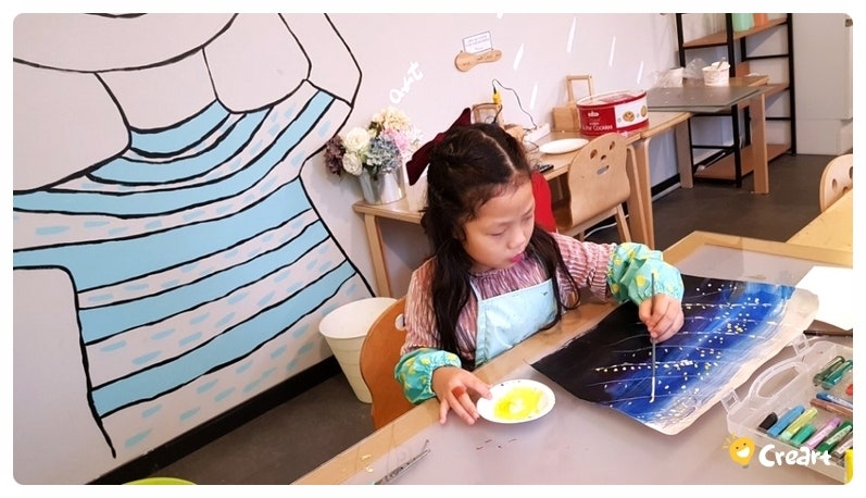 Klein 6·7세 수업 고흐 처럼 야경 표현하기 시흥시 정왕동 배곧 크리아트 미술학원 네이버 블로그