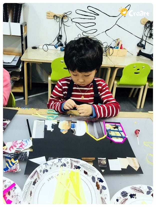 Klein 6·7세 수업 테이프 아트 도시의 야경 시흥시 정왕동 배곧 크리아트 미술학원 네이버 블로그