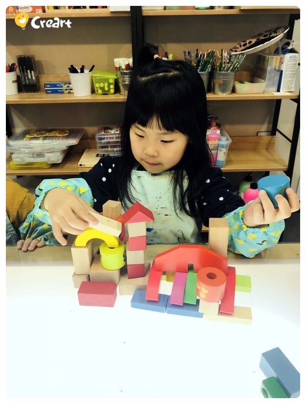 Bambini 5세 수업 우드락 판화 블록 쌓기 성 시흥시 정왕동 배곧 크리아트 미술학원 네이버 블로그
