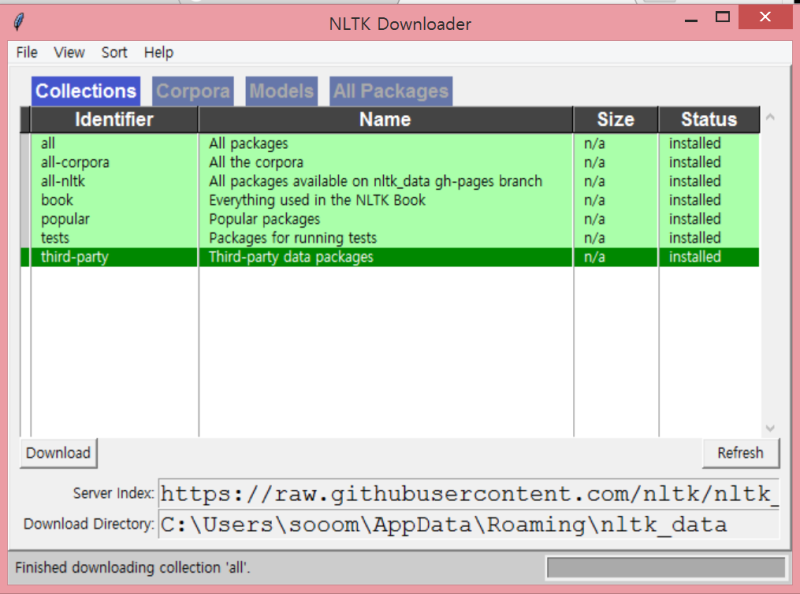 [python] nltk 설치 : 네이버 블로그