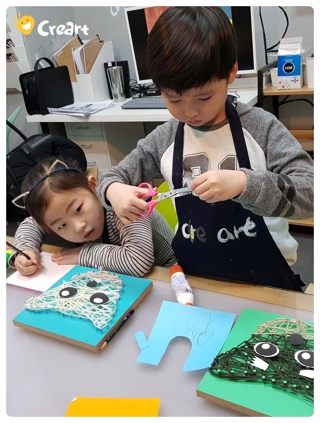 Klein 6·7세 수업 스트링 아트 황금개띠해 무술년 시흥시 정왕동 배곧 크리아트 미술학원 네이버 블로그
