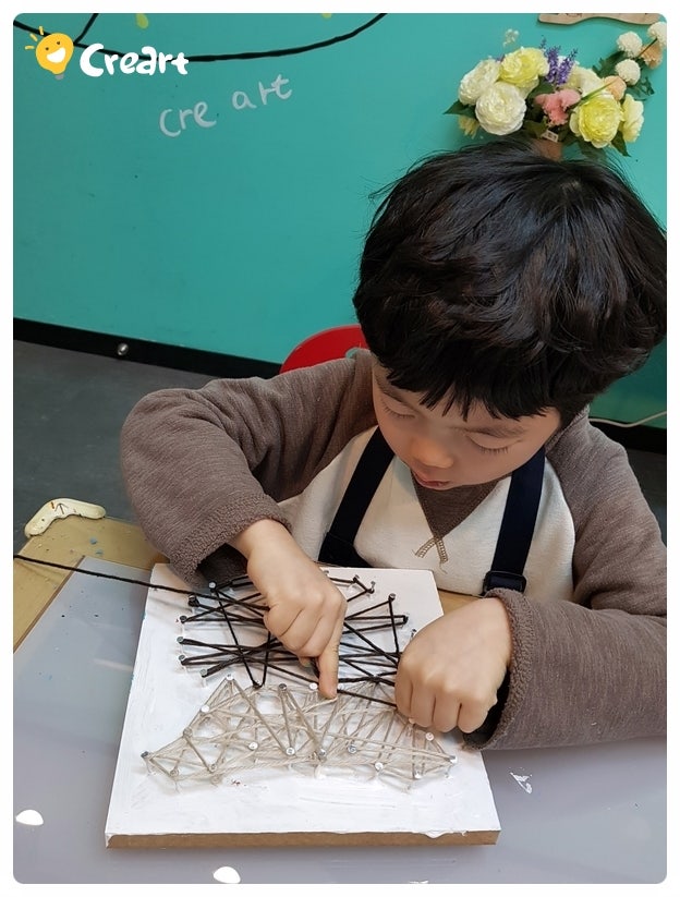 Klein 6·7세 수업 스트링 아트 황금개띠해 무술년 시흥시 정왕동 배곧 크리아트 미술학원 네이버 블로그