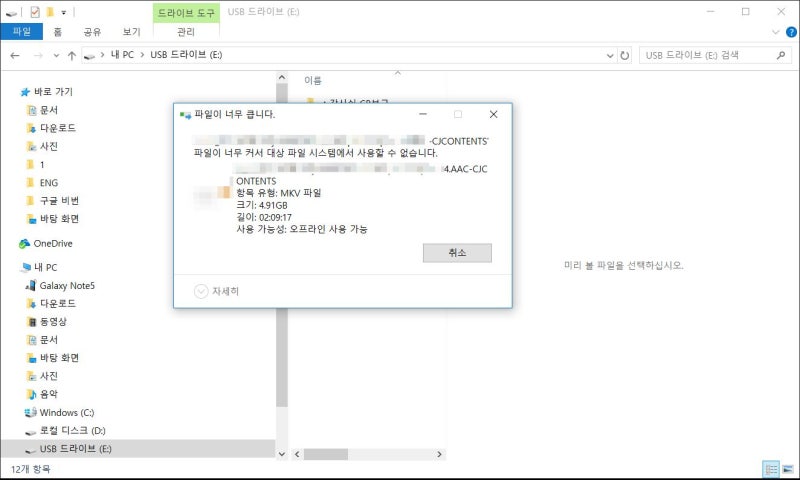 파일이 너무 커서 대상 파일 시스템에서 사용할 수 없습니다 Usb복사 오류 네이버 블로그