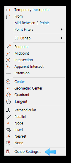 OSNAP SETTING : 캐드 CAD 점 설정하기 (끝점, 중간점, 중심점 등..)[일반 기계기사 실기] : 네이버 블로그