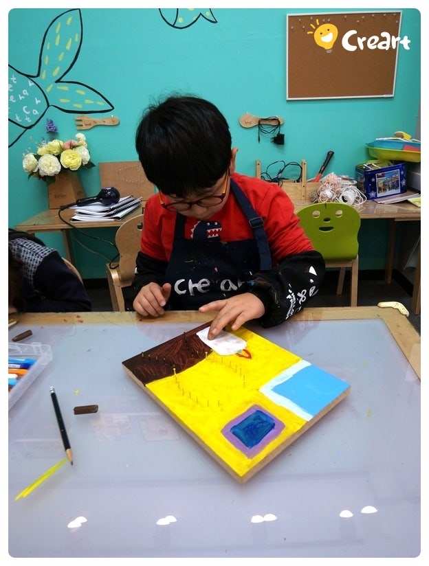 Kinder 초등 수업 스트링 아트 꽃병 시흥시 정왕동 배곧 미술학원 창의미술 크리아트 네이버 블로그