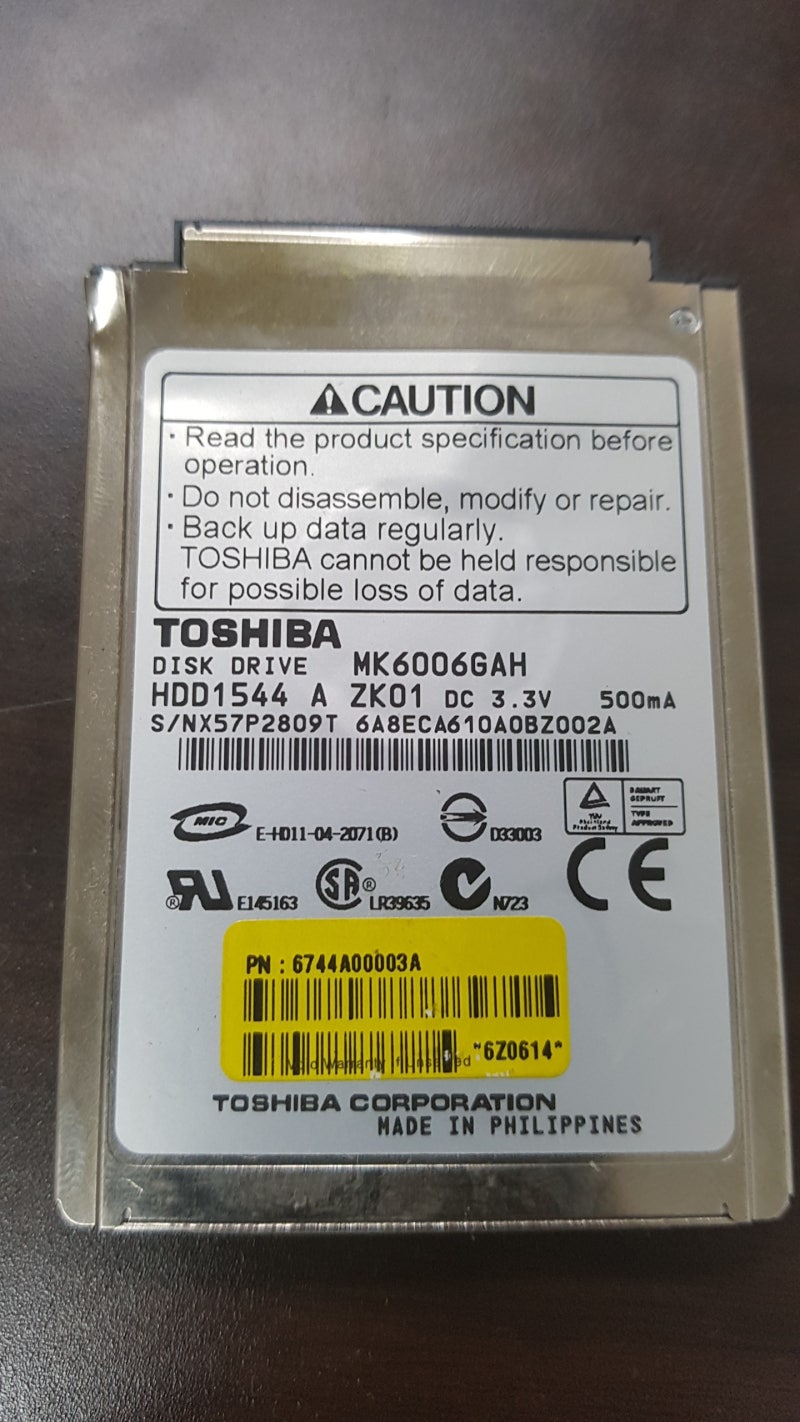 도시바(TOSHIBA) 1.8" MK6006GAH 복구사례 : 네이버 블로그