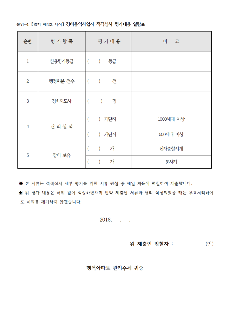 경비용역사업자 선정 일반경쟁입찰 적격심사제 입찰 공고문 네이버 블로그