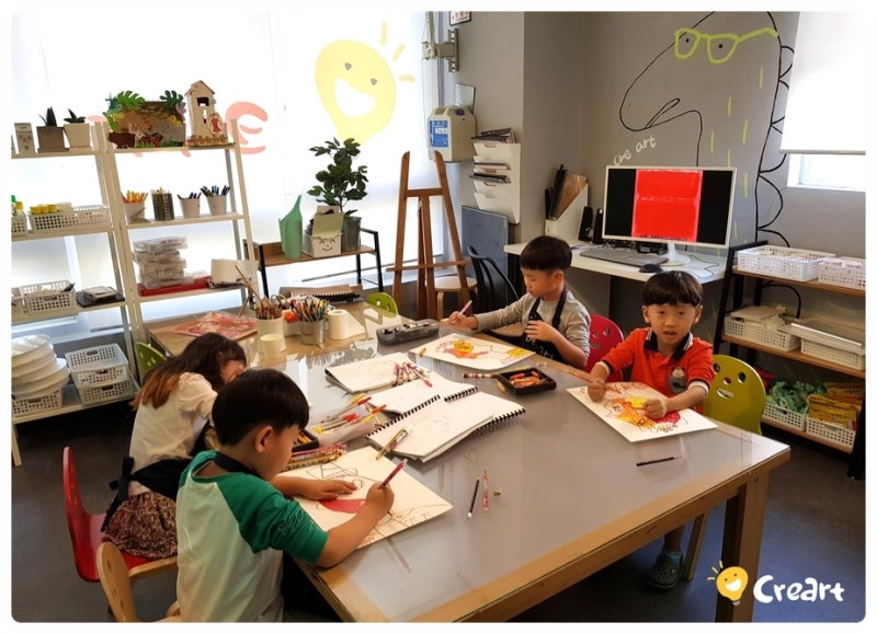 따뜻한 색으로 그려요 피카소 크라인 6·7세 수업 시흥시 정왕동 배곧 미술학원 창의미술 크리아트 네이버 블로그