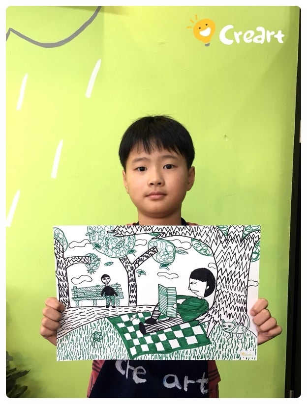 색 제한 그림 가을풍경 킨더 초등 수업 시흥시 정왕동 배곧 미술학원 창의미술 크리아트 네이버 블로그