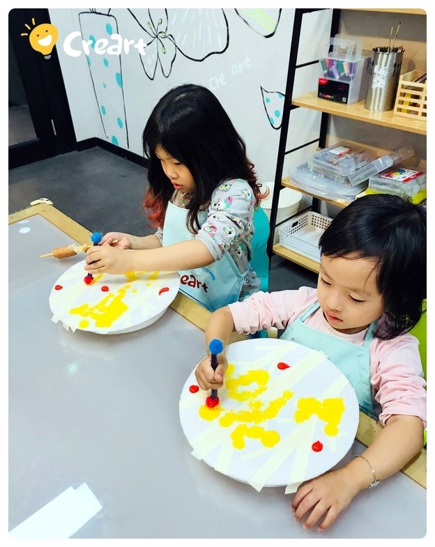 가을나무 추상표현 밤비니 5세 수업 시흥시 정왕동 배곧 미술학원 창의미술 크리아트 네이버 블로그