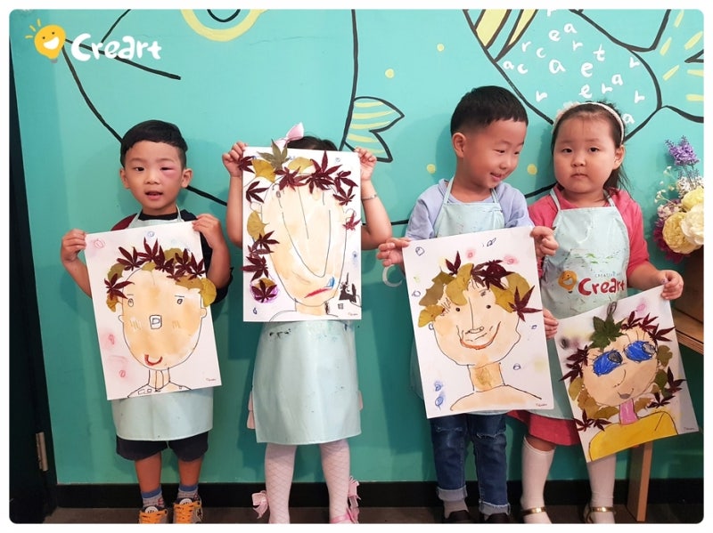 가을나무 추상표현 밤비니 5세 수업 시흥시 정왕동 배곧 미술학원 창의미술 크리아트 네이버 블로그