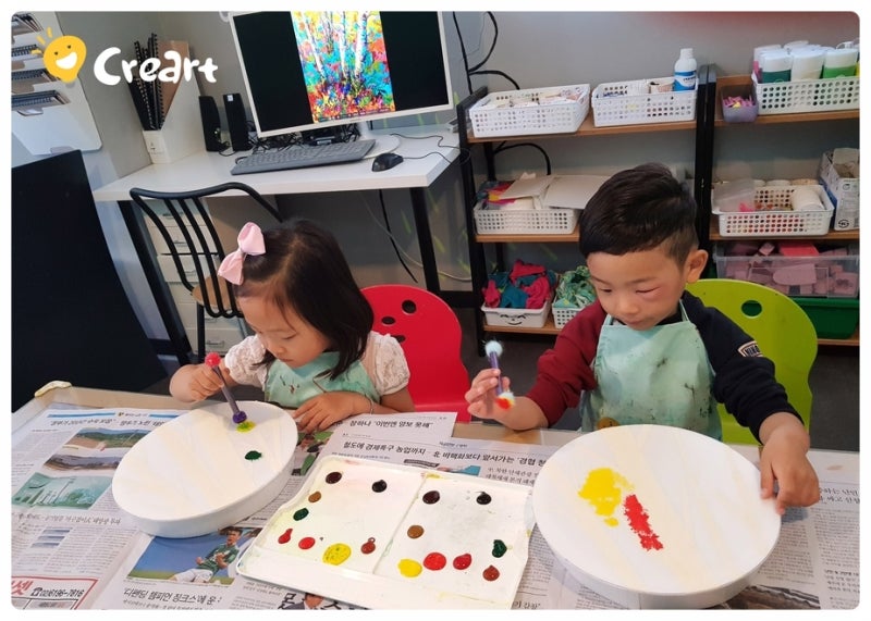 가을나무 추상표현 밤비니 5세 수업 시흥시 정왕동 배곧 미술학원 창의미술 크리아트 네이버 블로그
