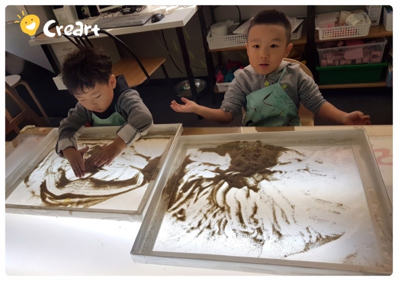 가을나무 추상표현 밤비니 5세 수업 시흥시 정왕동 배곧 미술학원 창의미술 크리아트 네이버 블로그