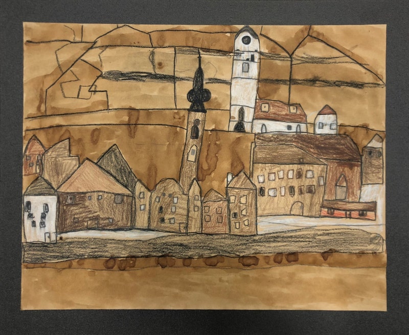 미사아동미술 영렘브란트 미사강변센터 8 9세 친구들의 작품 에곤쉴레 Egon Schiele 네이버 블로그
