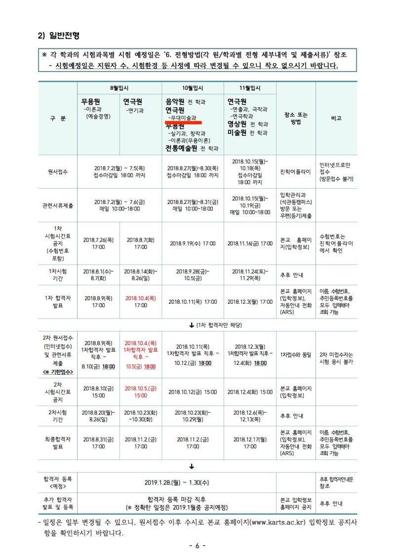 2019학년도 한예종 무대미술과 입시요강 네이버 블로그