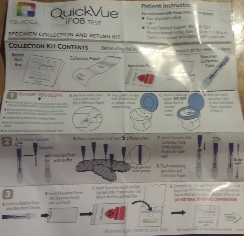 대장암검사키트 분변잠혈검사 채변검사 키트 QuickVue ifob test : 네이버 블로그
