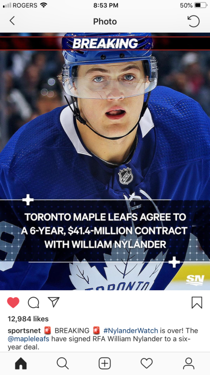 william nylander leafs contract