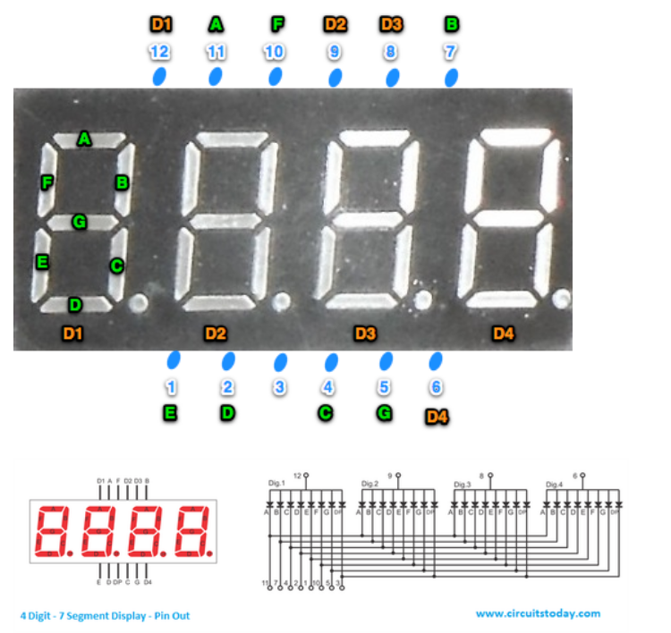 Common Anode 4디지트 7세그먼트 사용하기 : 네이버 블로그