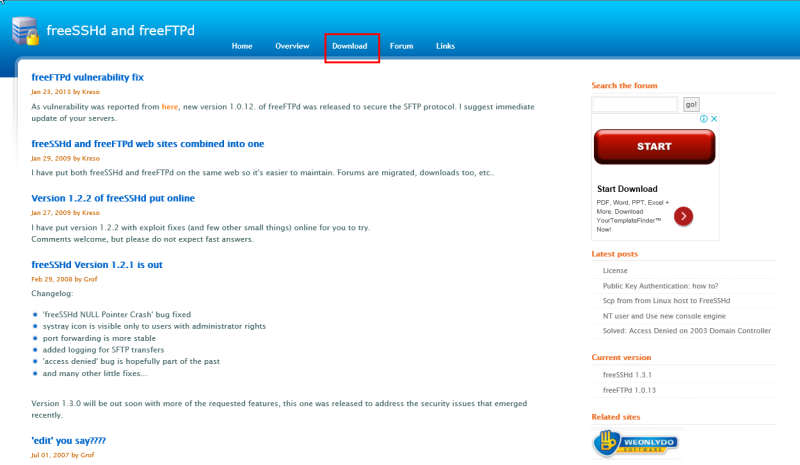 윈도우 SSH 서버 프로그램(FreeSSHD) 설치 및 설정 : 네이버 블로그