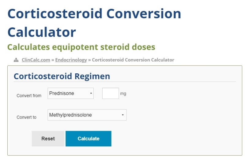 Corticosteroid conversion calculator 스테로이드 역가 비교 계산 : 네이버 블로그