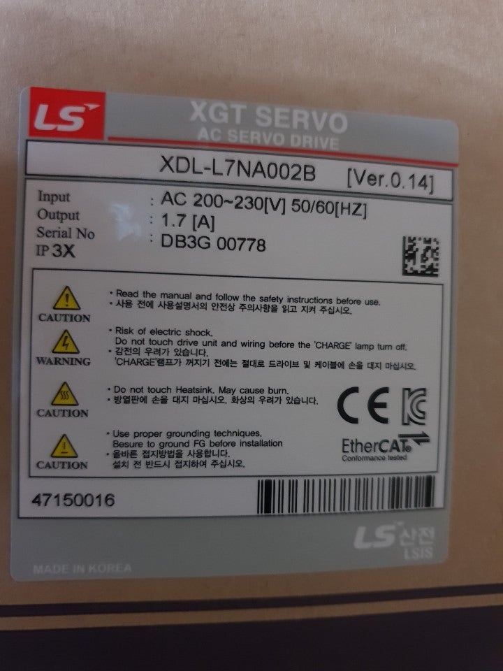 LS산전_AC SERVO DRIVE XDL-L7NA002B / Ver.0.14 신품 한정수량 특가 판매 XGT SERVO ...