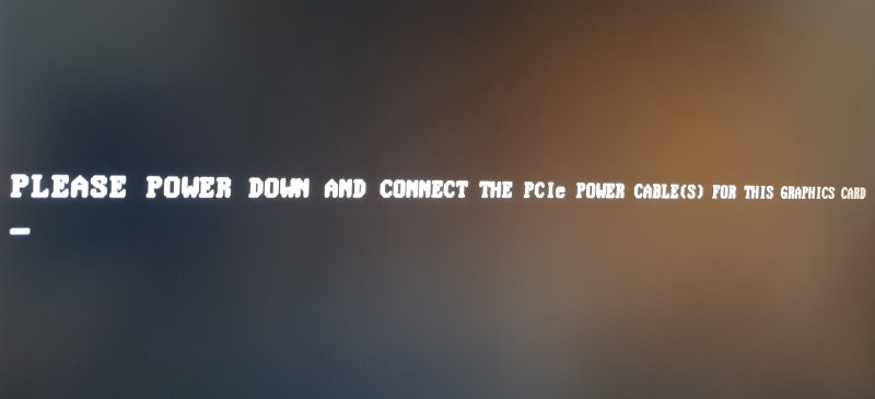 컴퓨터 부팅 에러 'PLEASE POWER DOWN AND CONNECT THE PCIe CABLE FOR THIS ...