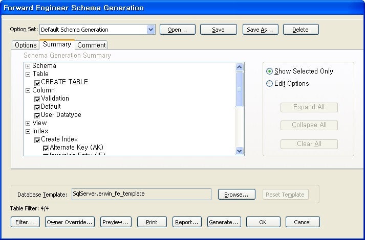 [Erwin 7.x] Forward Engineer 테이블 스크립트 생성 : 네이버 블로그