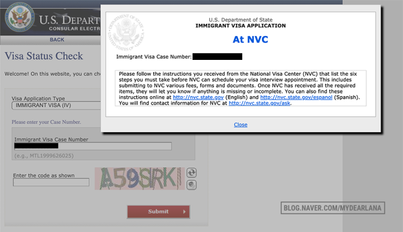 미국 K1 비자 #6. NVC 케이스 넘버 확인 : 네이버 블로그
