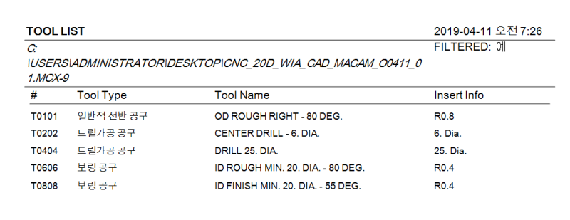 마스터캠 X9 오토캐드 Cnc 선반 내경 Cam 모델링 및 Nc 프로그래밍 컴퓨터응용선반기능사 컴퓨터응용가공산업기사 기계가공기능장 자격증 실기 실무 기술 교육 O0411