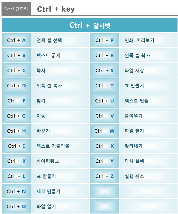 엑셀 단축키 모음 네이버 블로그
