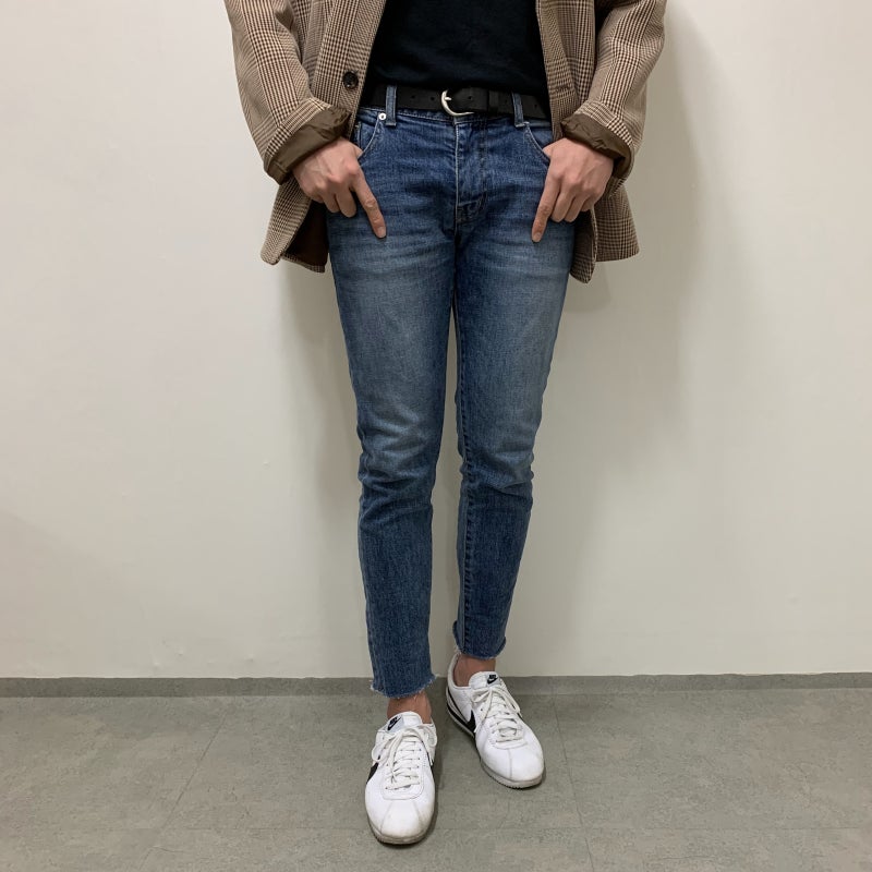 남자 브라운자켓 코디가죽 벨트밑단커팅 청바지나이키 코르테즈 유뱅의 데일리룩 블로그 네이버 블로그