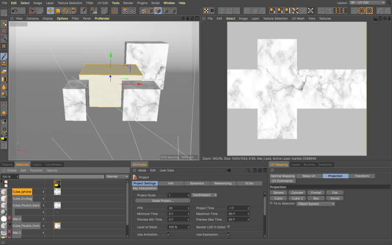 [C4D]Box_UV Mapping_대리석 Mockup나도 만들어보자 ;;; : 네이버 블로그