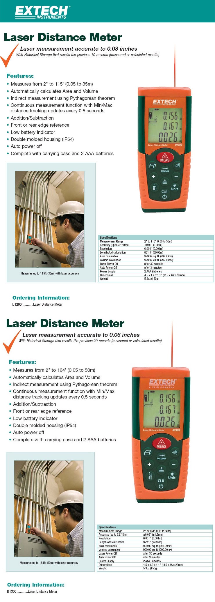 Laser Distance Meter DT200 / DT300 레이저 거리측정기, EXTECH : 네이버 블로그