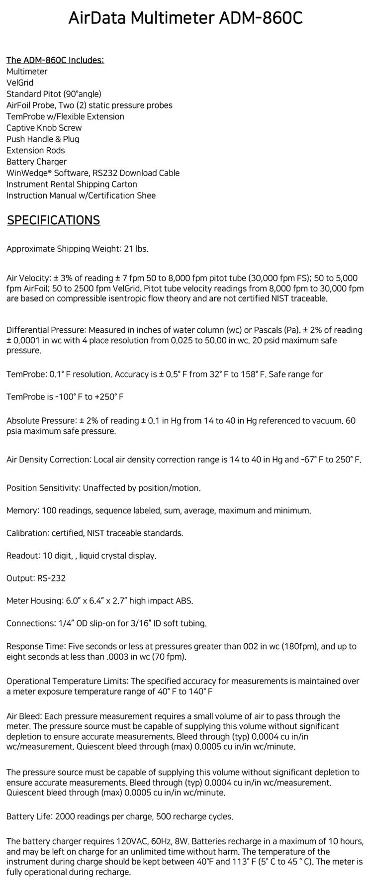 AirData Multimeter ADM-860C 멀티미터 (풍향, 속도, 압력, 온도), SRTG : 네이버 블로그