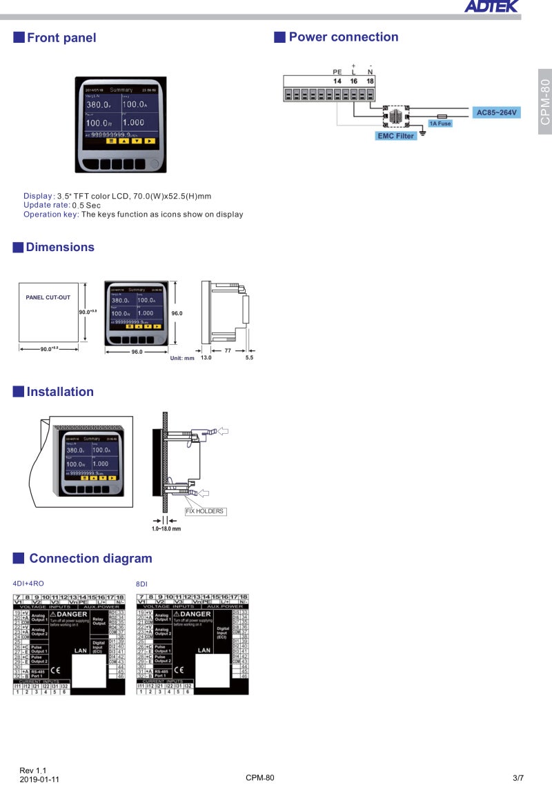 CPM-80/다기능전력분석기/다기능전력계/저전압감시전력계/전력계/전력분석기/배전반/수전반/파워미터/멀티전력계/전력감시계/POWERMETER/파워메타/ADTEK : 네이버 블로그